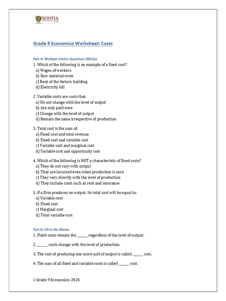 Worksheet 1 | PDF