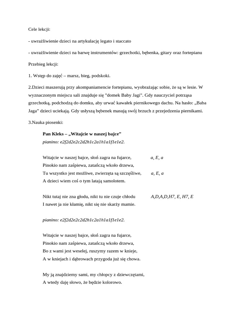 Scenariusz Praktyki Przedszkole | PDF