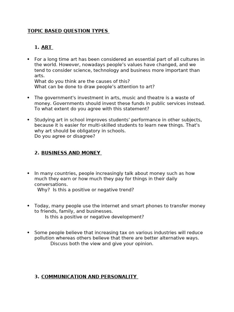 Common Essay Topics For IELTS Writing Task 2 | PDF