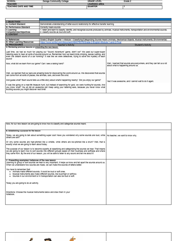Lesson Plan - English | PDF | Sound | Learning