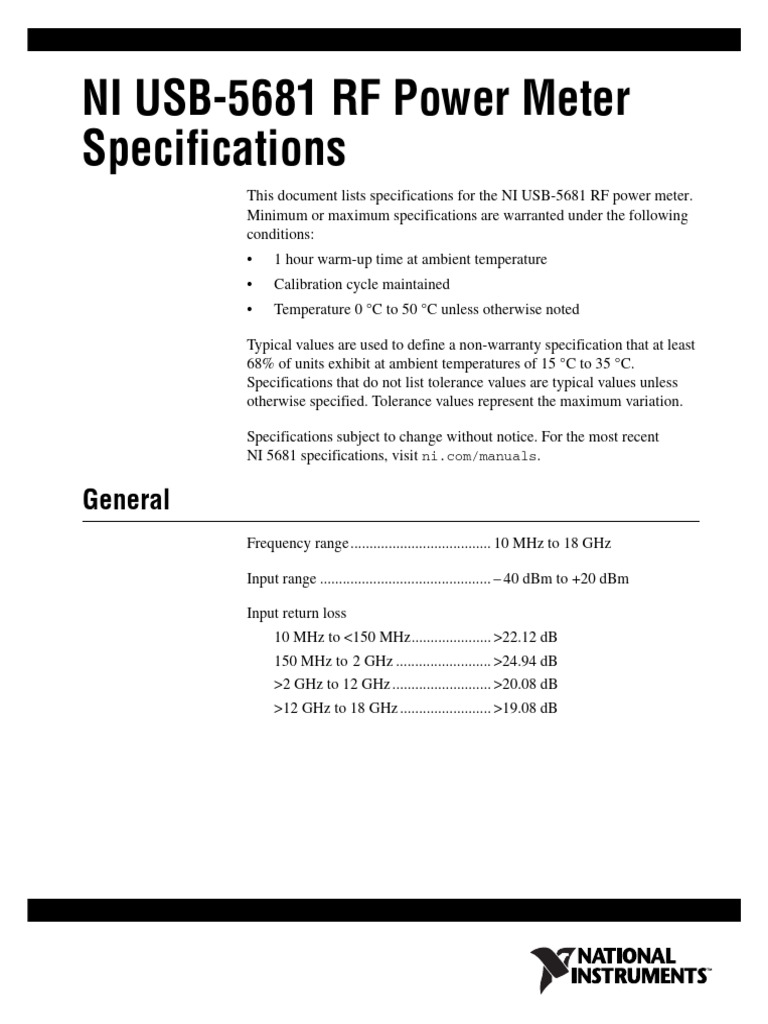 NI USB 5680 RF Power Meter | PDF