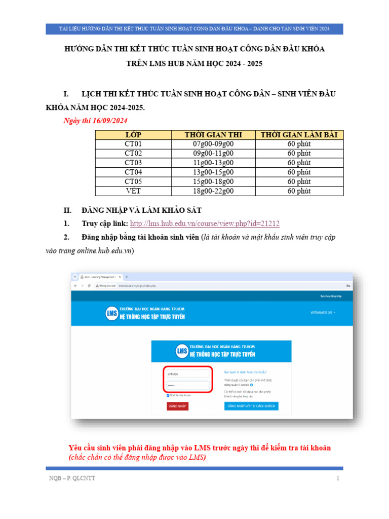 Huong Dan Lam Bai Thi TSHCDSV 2024 | PDF