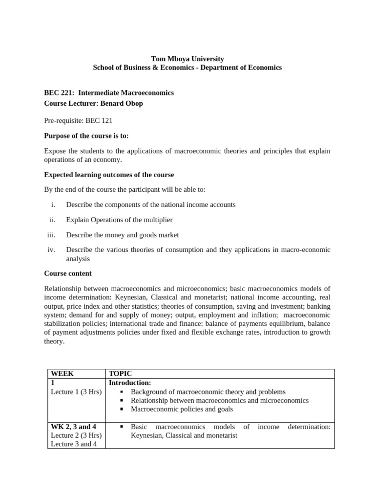 BEC 221 Intermediat Macro | PDF