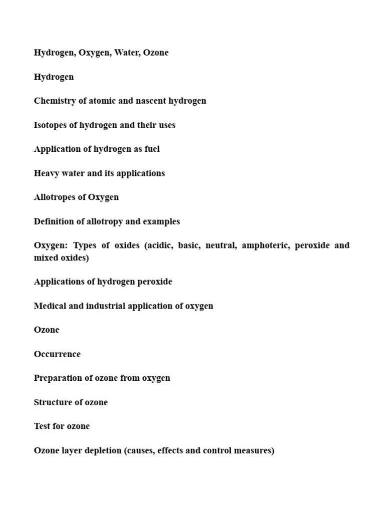 H2, O2, H2O and O3 Revised | PDF