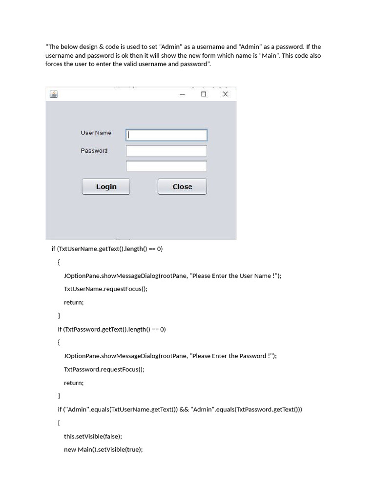 Login Code Sample | PDF