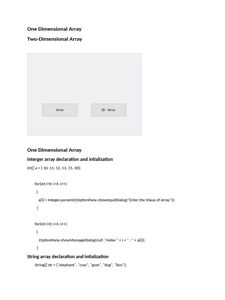 One & Two Dimensional Array | PDF