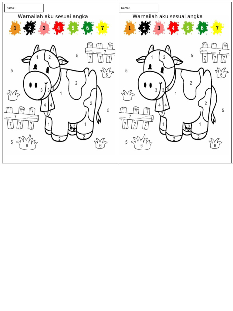 Warnailah Aku Sesuai Angka Sapi | PDF | Seni & Disiplin Bahasa | Seni