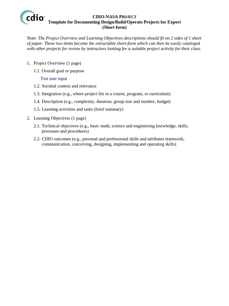 CDIO-NASA_Project_Template | PDF