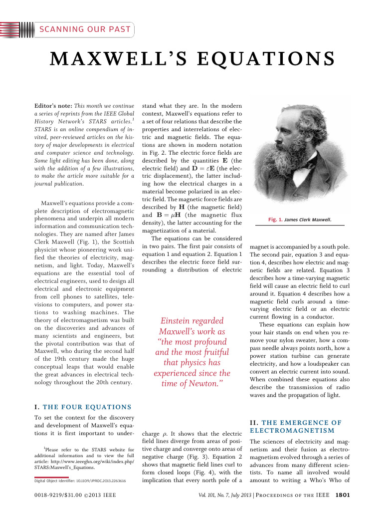 Maxwells Equations Scanning Our Past | PDF