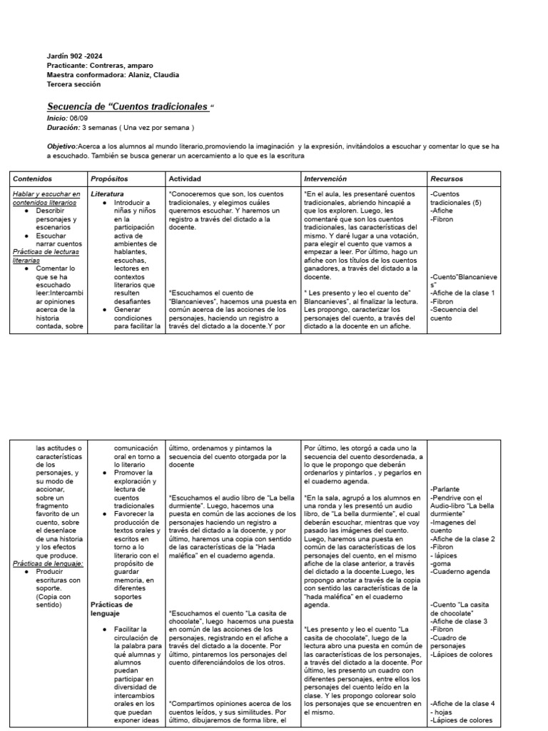 Secuencia de Cuentos Tradicionales | PDF