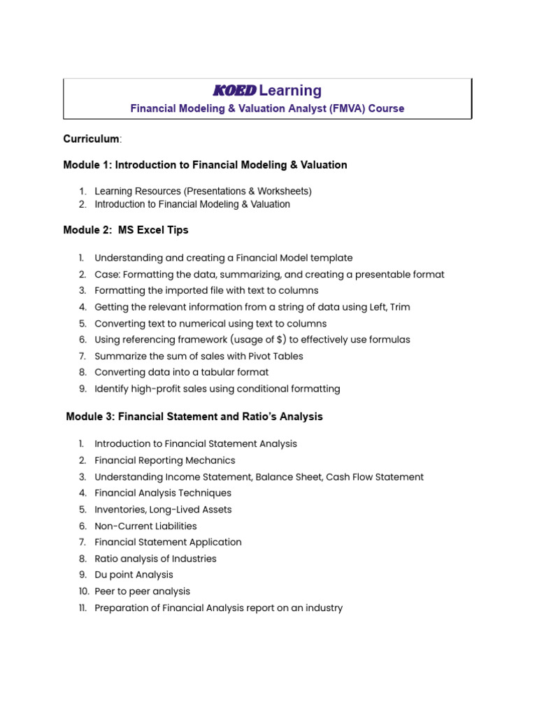 Course Outline FMAV | PDF