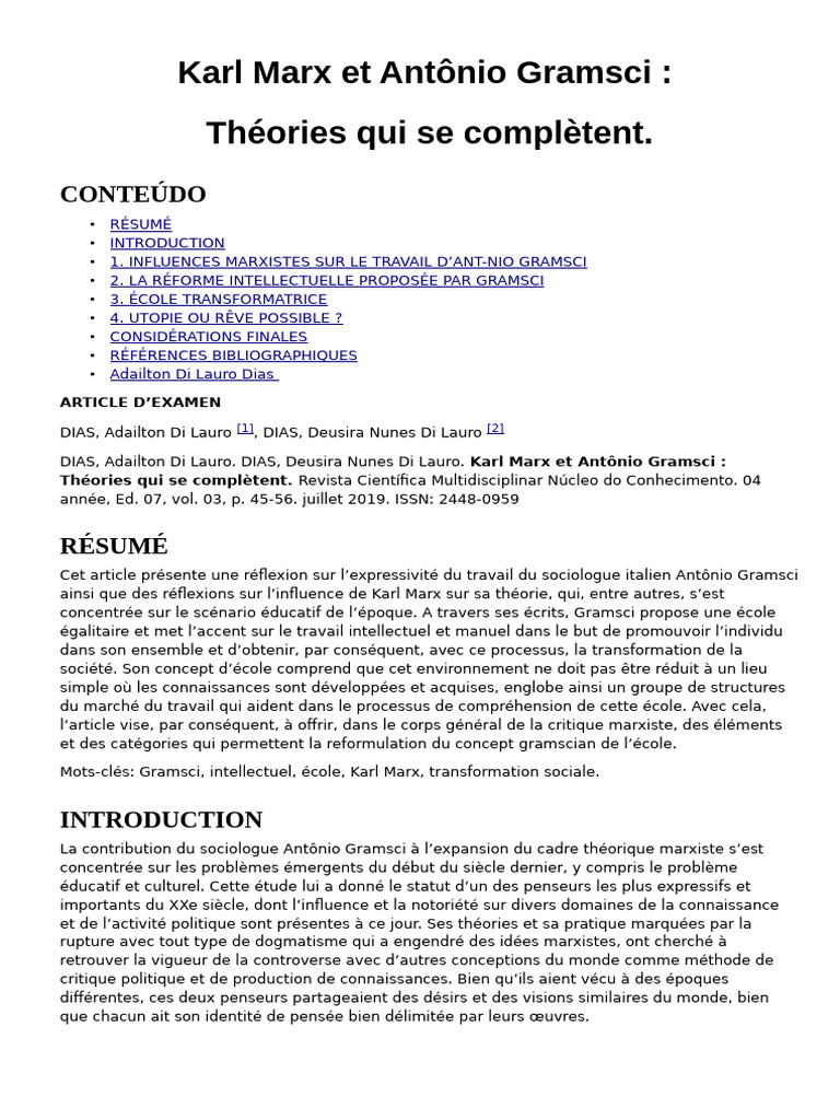 Karl Marx Et Antonio Gramsci - Theories Qui Se Completent | PDF