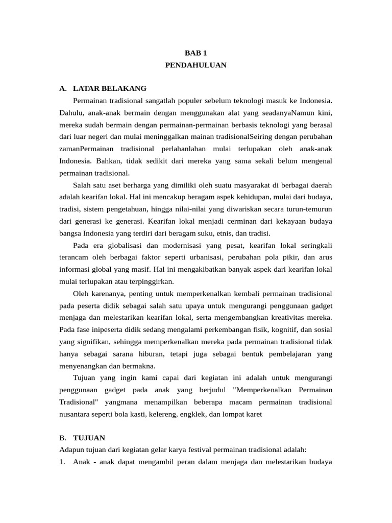 Proposal Memperkenalkan Permainan Tradisional | PDF