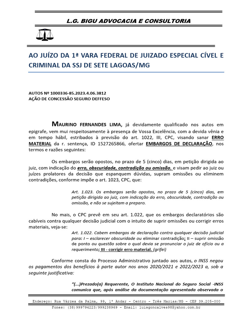 Embargos de Declaração - Maurino | PDF
