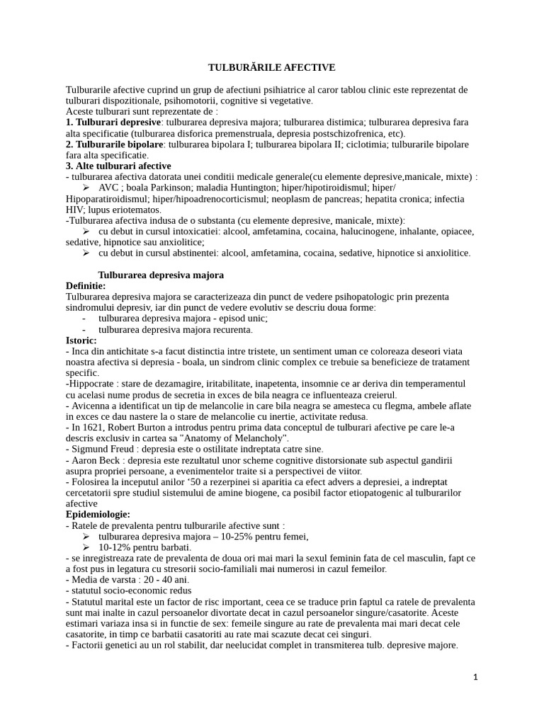 Curs 7.-Tulburari-Afective I | PDF