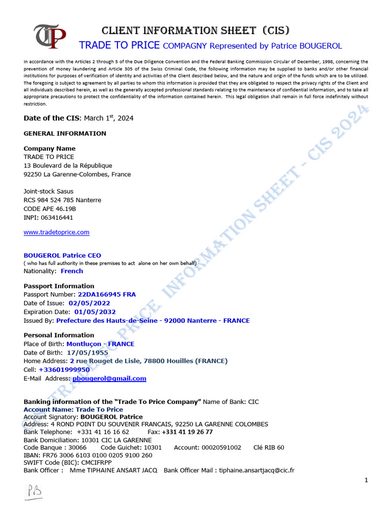 CIS TRADE TO PRICE BK CIC 2024 v2 | PDF