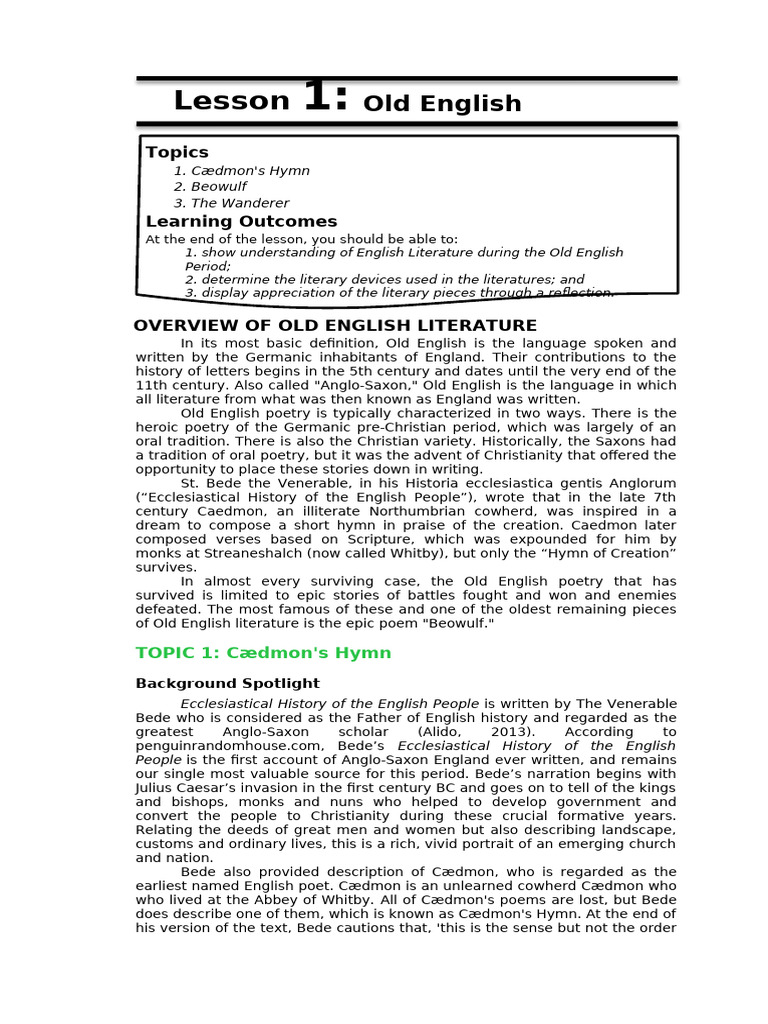 Overview of Old English Literature | PDF | Green Knight | Beowulf