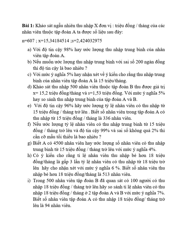 Xac-Suat-Thong-Ke - Nguyen-Ngoc-Tu - Bai-Tap - (Cuuduongthancong - Com) | PDF