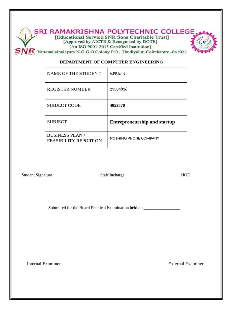 Feasibility - Report Prajin | PDF