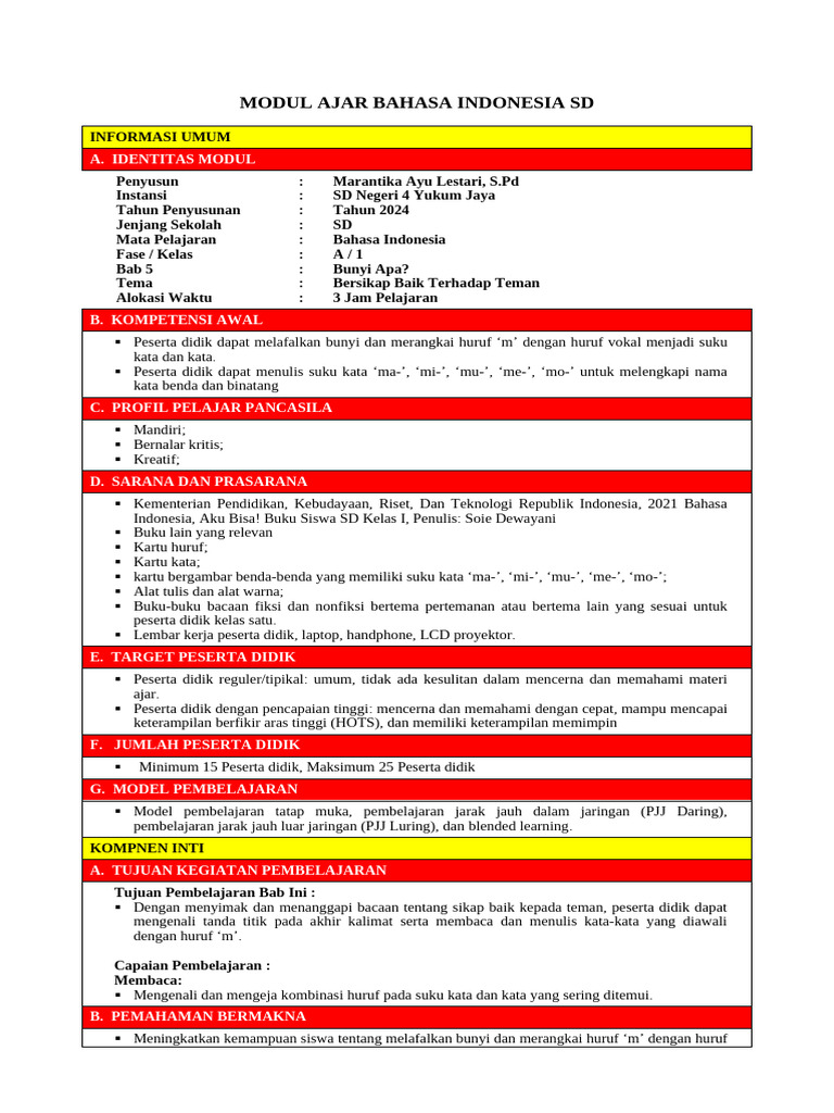 BAB 5 - MA B Indo Kls 1 | PDF
