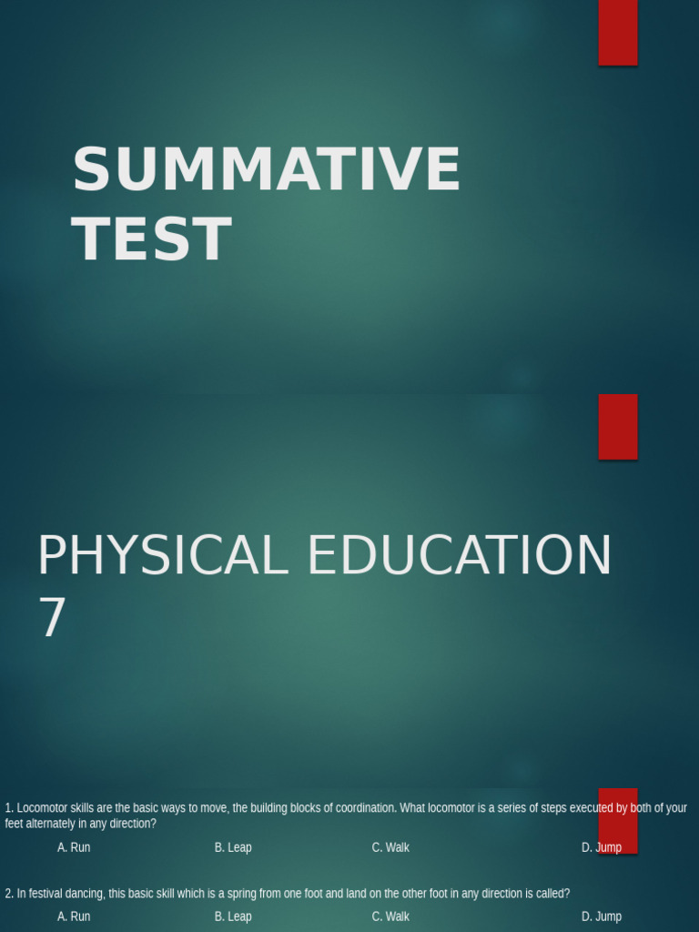 Summative Test P.E. Health | PDF