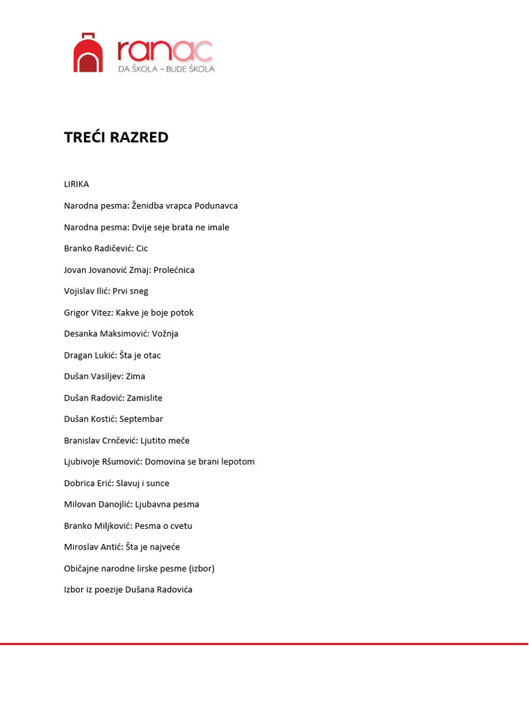 Lektira 3. Razred 1 | PDF