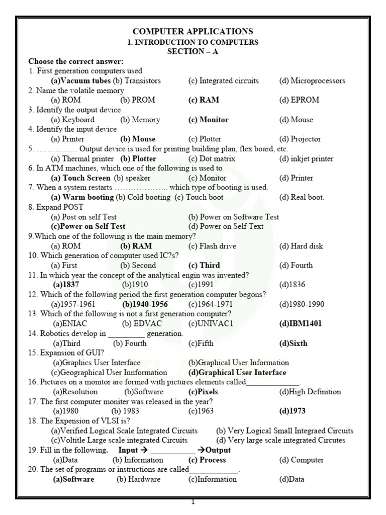 12 11th Computer Applications Vol.1 Study Material English Medium | PDF ...