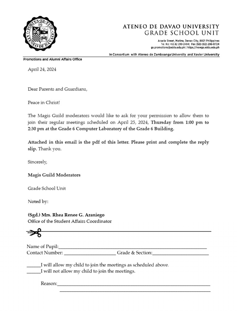 Magis Guild Invitation to Meeting on April 25 | PDF