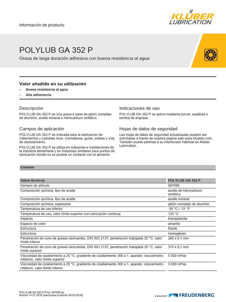 POLYLUB GA 352 P ES Es | PDF