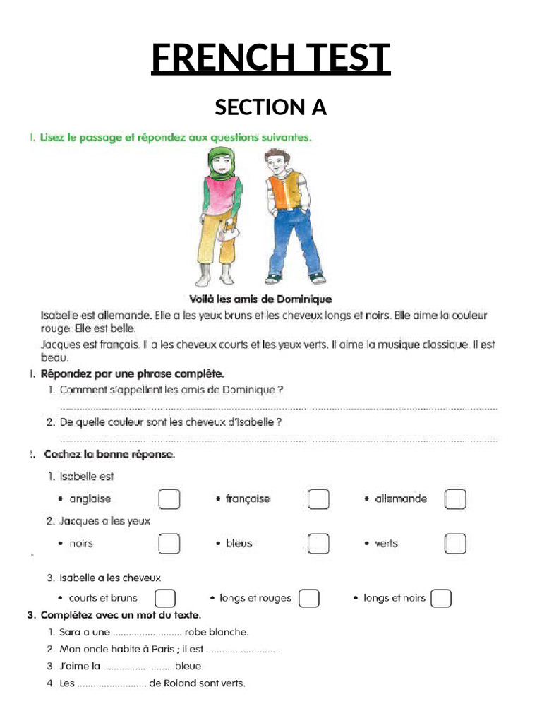 Ayaan French Test Lecon 0-1 | PDF