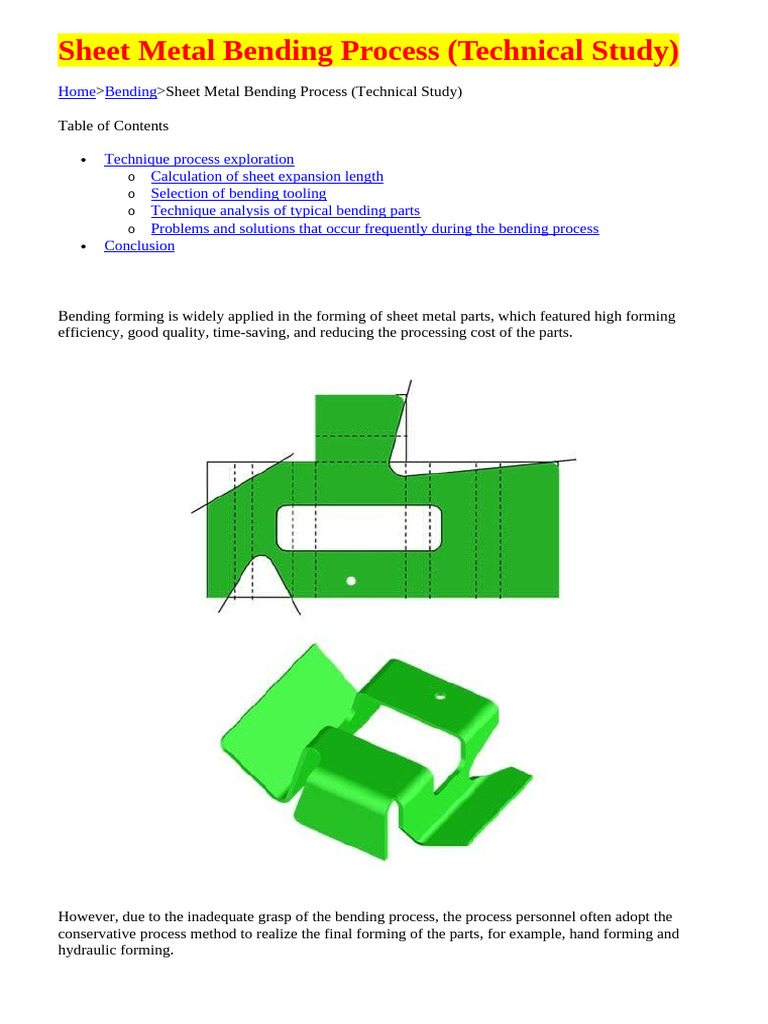 Sheet Metal Bending Process (Technical Study) | PDF