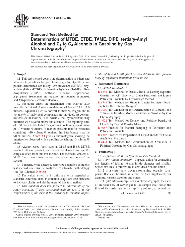 Astm D4815 2004 | PDF
