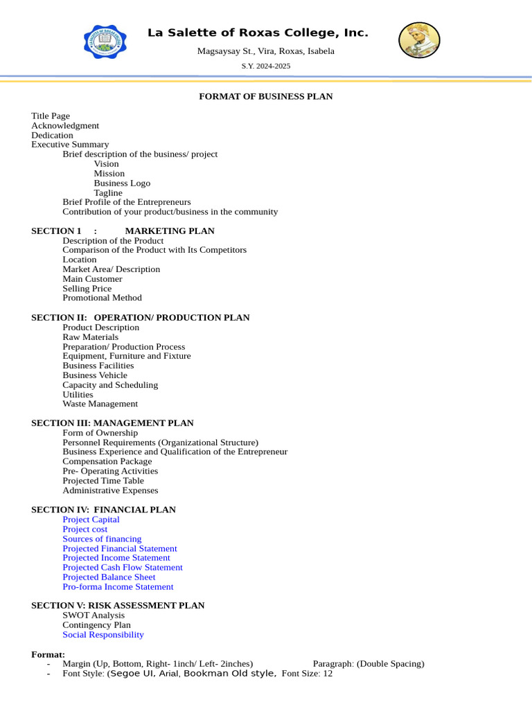 FORMAT-OF-shs-BUSINESS - PLAN | PDF