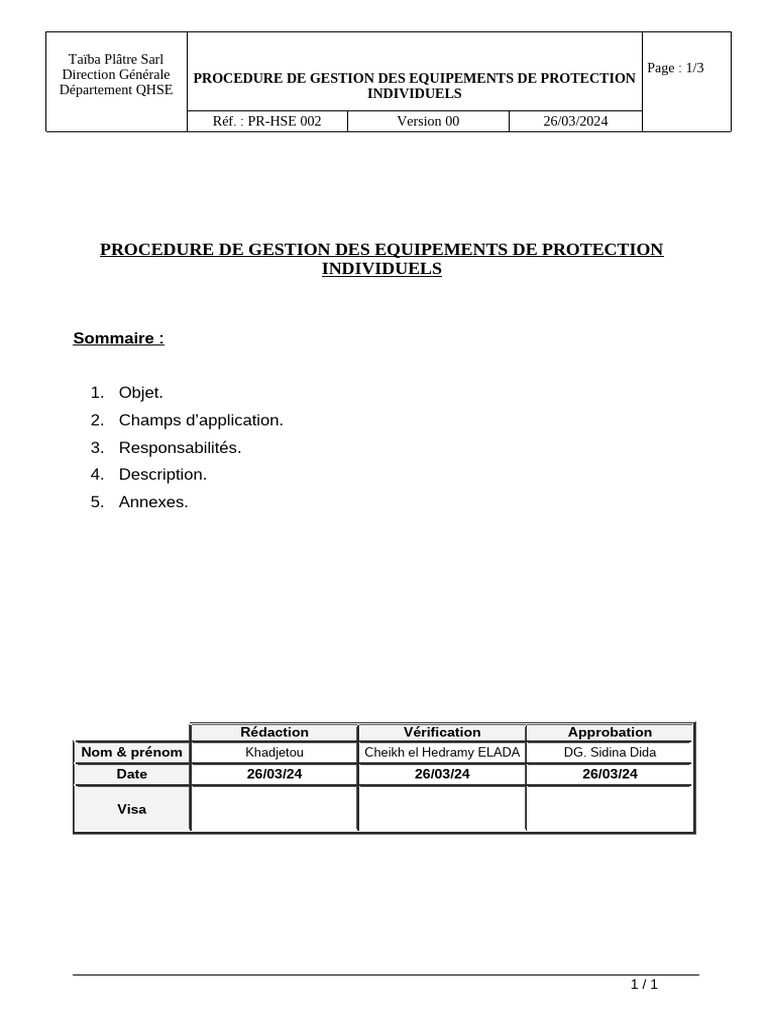 Procédure Gestion Des EPI | PDF