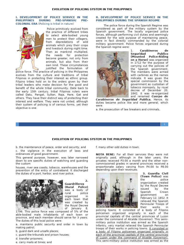LEA 1 Evolution of Polcing in The Philippines | PDF | Police | Philippines