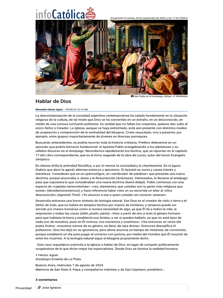 Hablar de Dios - Monseñor Héctor Aguer | PDF