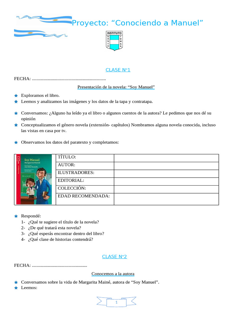 Actividades Proyecto Conociendo A Manuel-1 | PDF