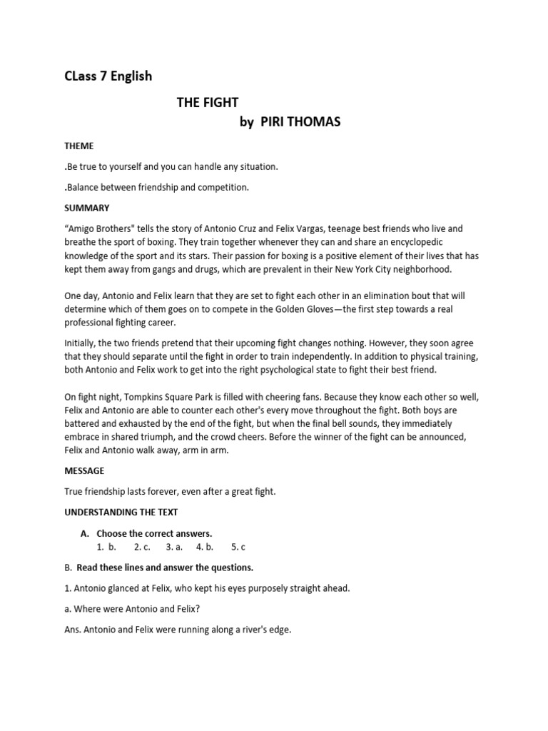 The Fight: Friendship vs. Competition | PDF | Sports & Recreation
