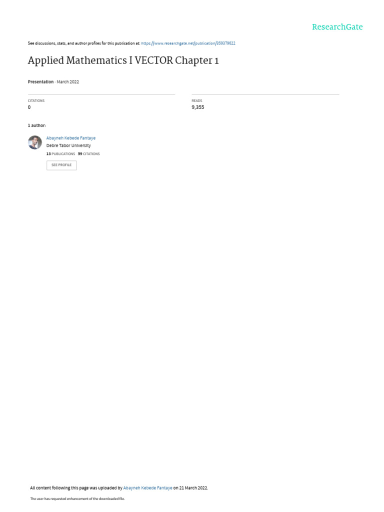 Applied Mathematics i Chapter 1 Vector | PDF