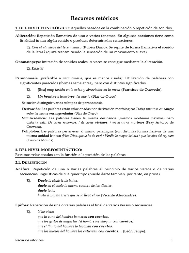 Recursos Retóricos 2bach 2019 | PDF