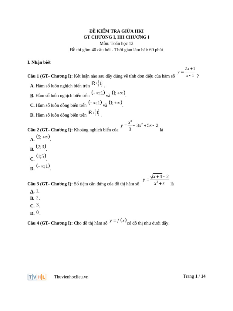 10 - Ktra Giua Ki Hki de 1 | PDF