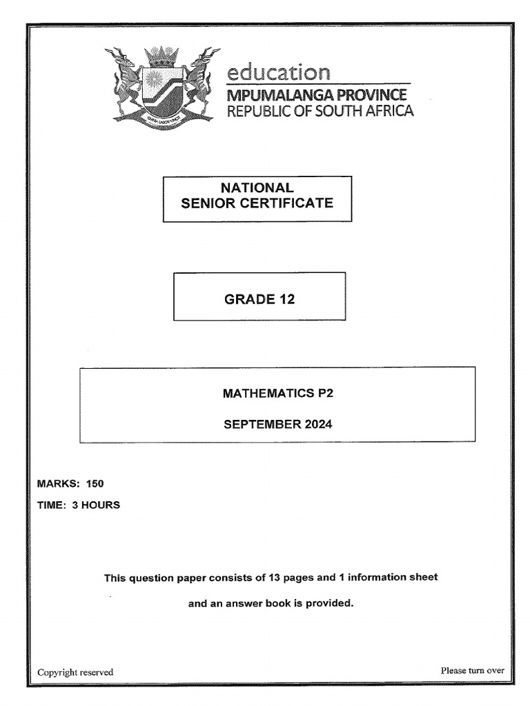 Gr12 MP Trial Maths p2 QN Paper | PDF
