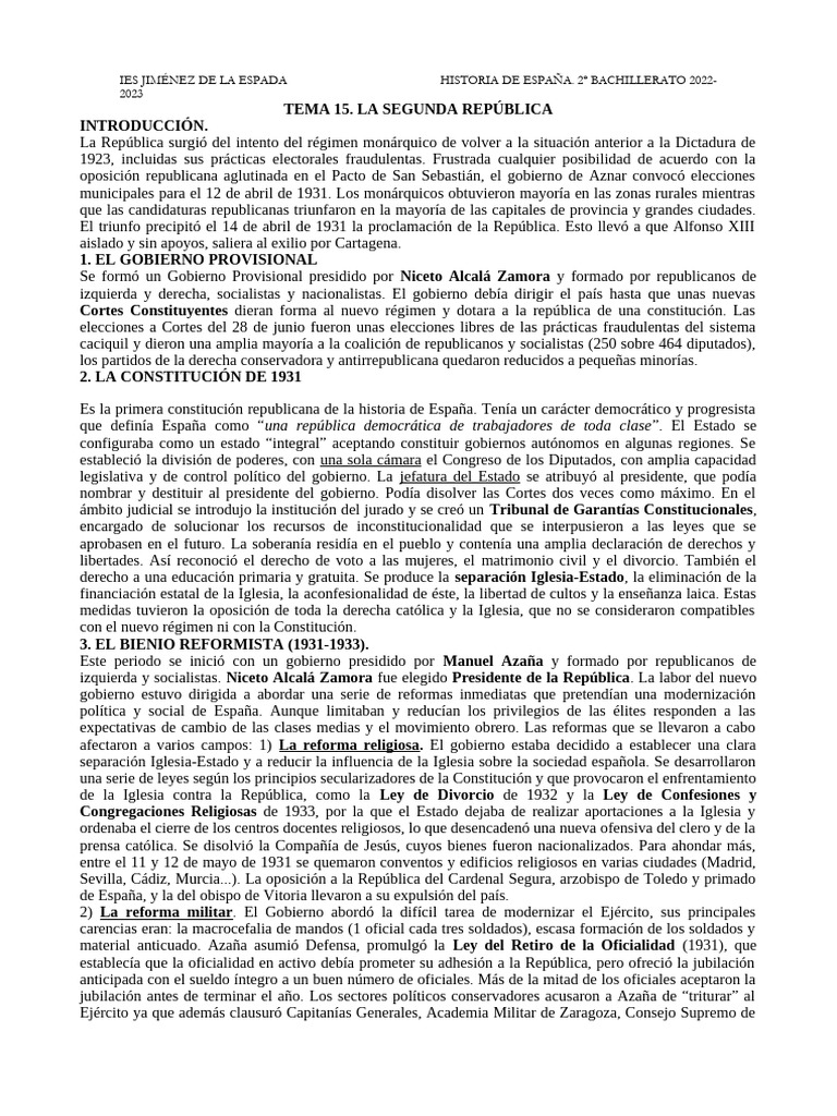 15.LA SEGUNDA REPÚBLICA | PDF