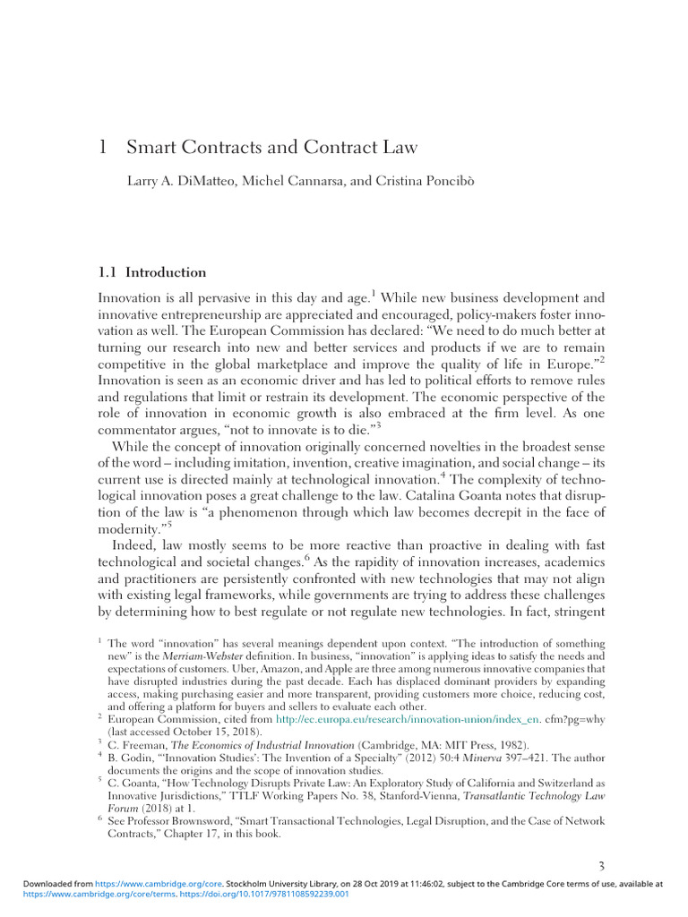 Smart Contrat and Contract Law | PDF
