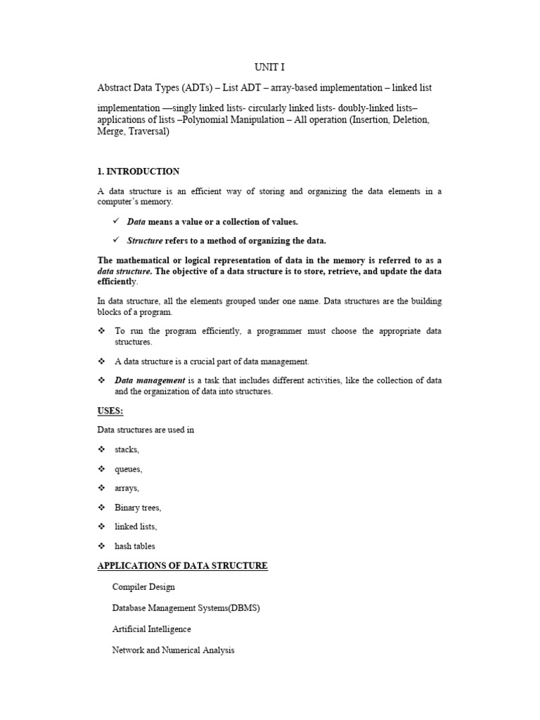Dsa Unit I | PDF