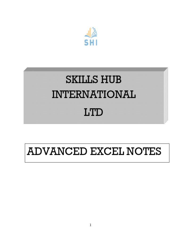Advanced Excel Tutorials - SHI | PDF