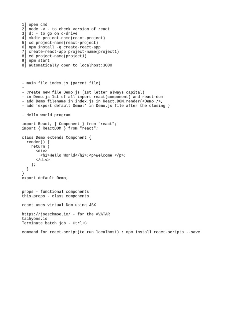 React Js Steps Start | PDF