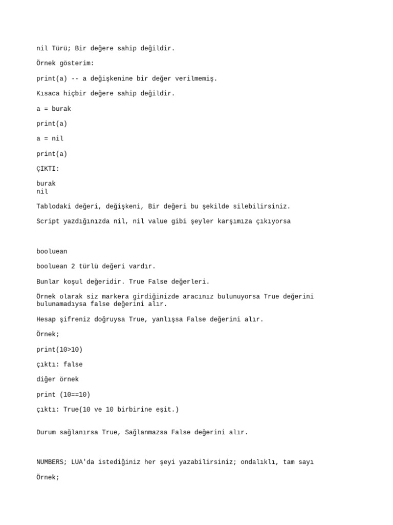 4 - MTA-SA Lua Turler Ve Degerler | PDF