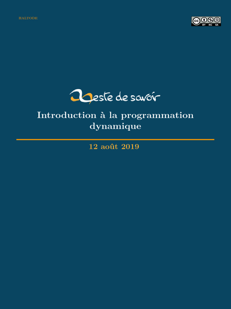 Introduction A La Programmation Dynamique 1 | PDF