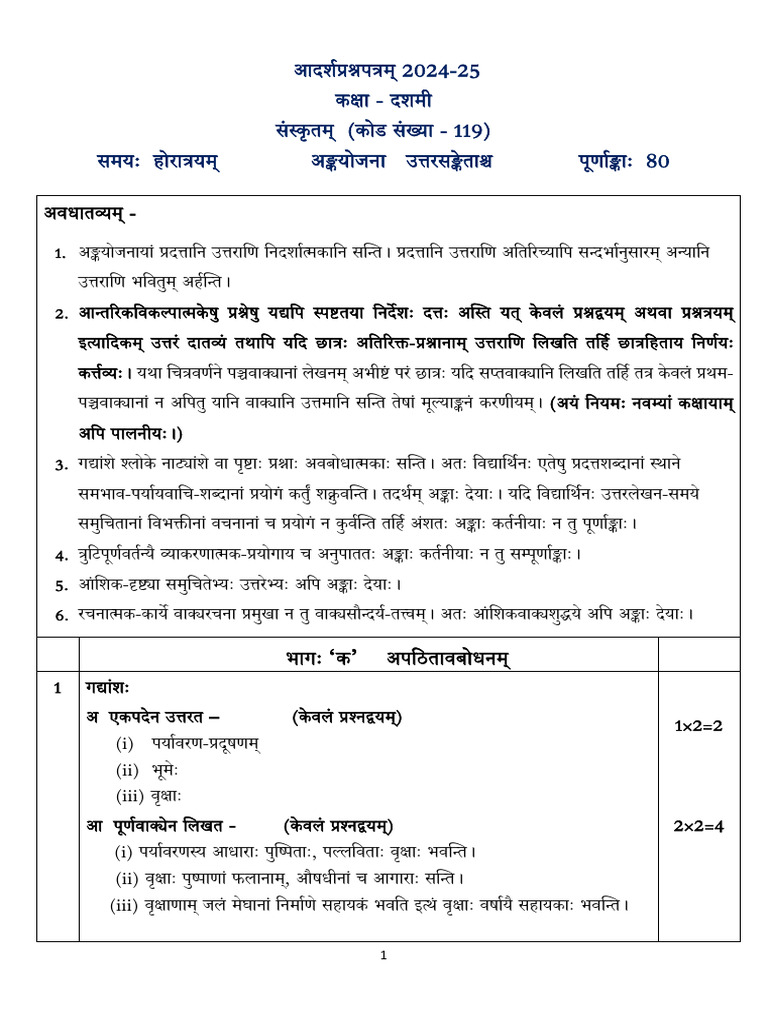 Sample Question Papers Class 10 2024 | PDF | Foreign Language Studies ...